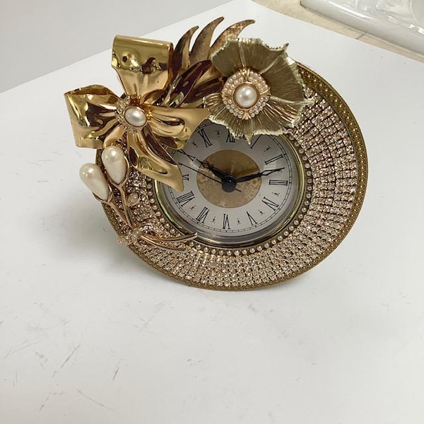 Rhinestone Clock - Etsy