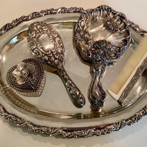 Silver Vanity Set - Etsy