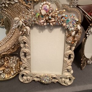 Gem Encrusted Carved Frame, Vintage Jeweled Frame, Bejeweled Frame ...