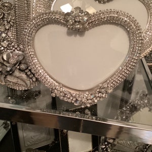 Rhinestone Jeweled Heart Shaped Frame, Glittering Jeweled Frame, Heart ...