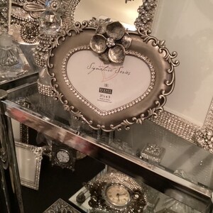 Heart Shape Frame, Carved Pewter Metal, Embellished Frame, Jeweled ...