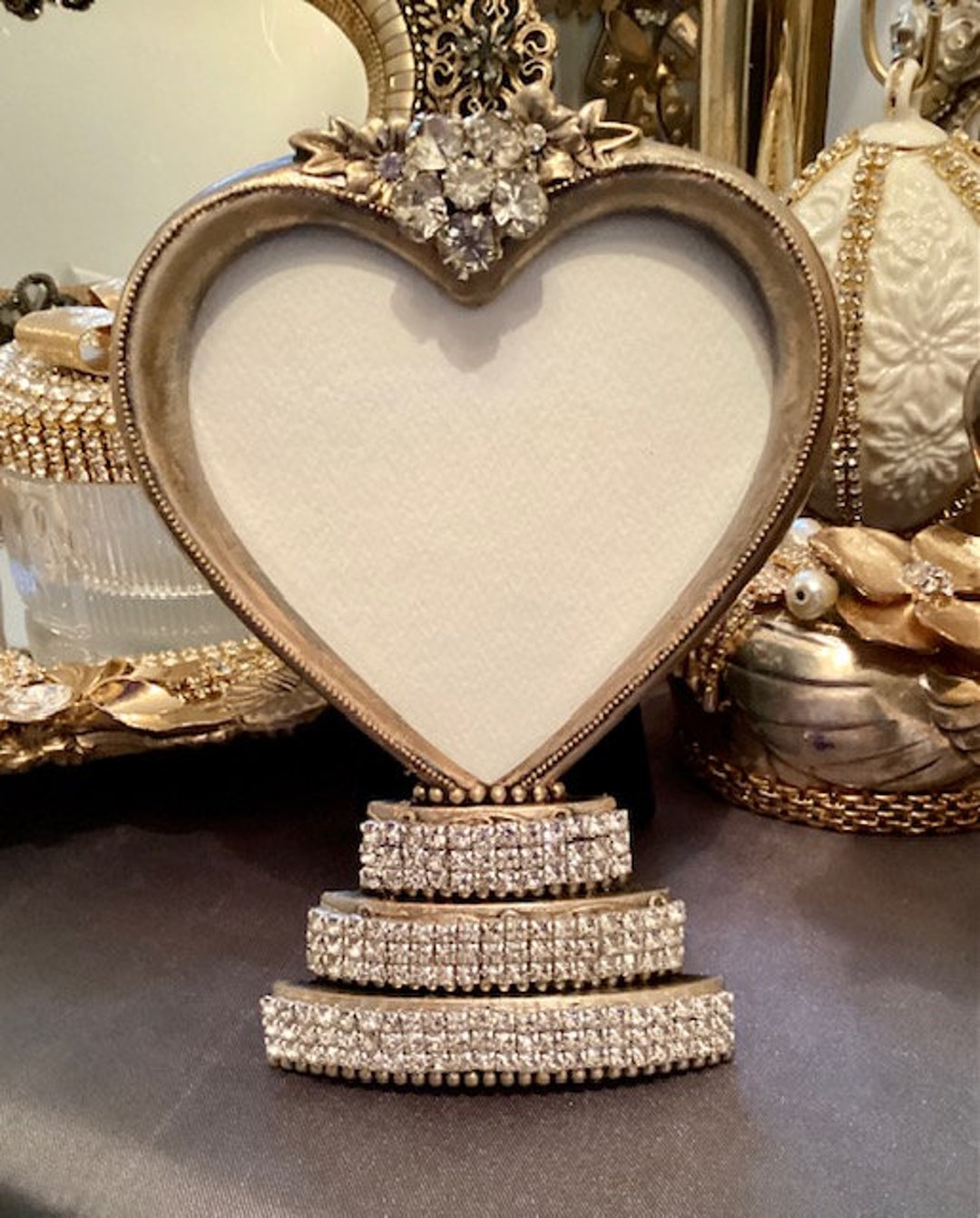 Heart Shaped Jeweled Frame Rhinestone Jeweled, Unique Design, 3 X 3 1/2 ...
