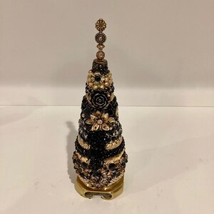 Jeweled Christmas Tree Cone, Elegant Tree, Tabletop Tree Decor, Black ...