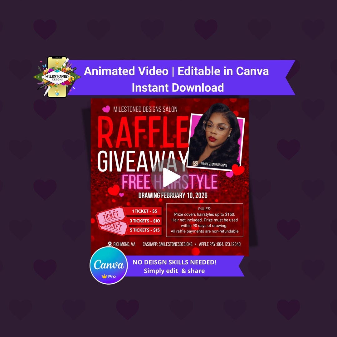 Animated Raffle Giveaway Video | Hairstylist Nail Tech Makeup Artist ...