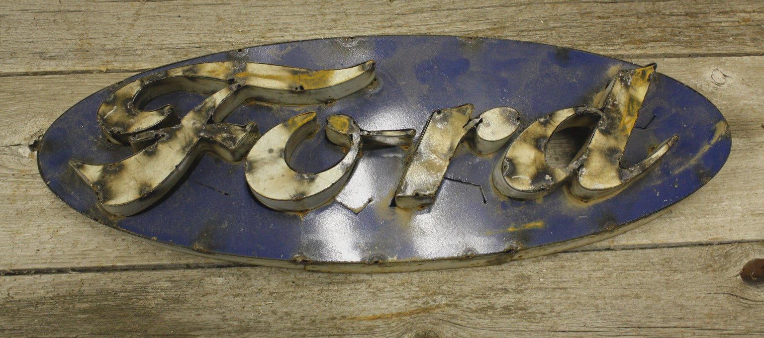 Recycled Tin Metal OVAL FORD Sign Gas Oil Garage Man Cave Home Decor - Etsy
