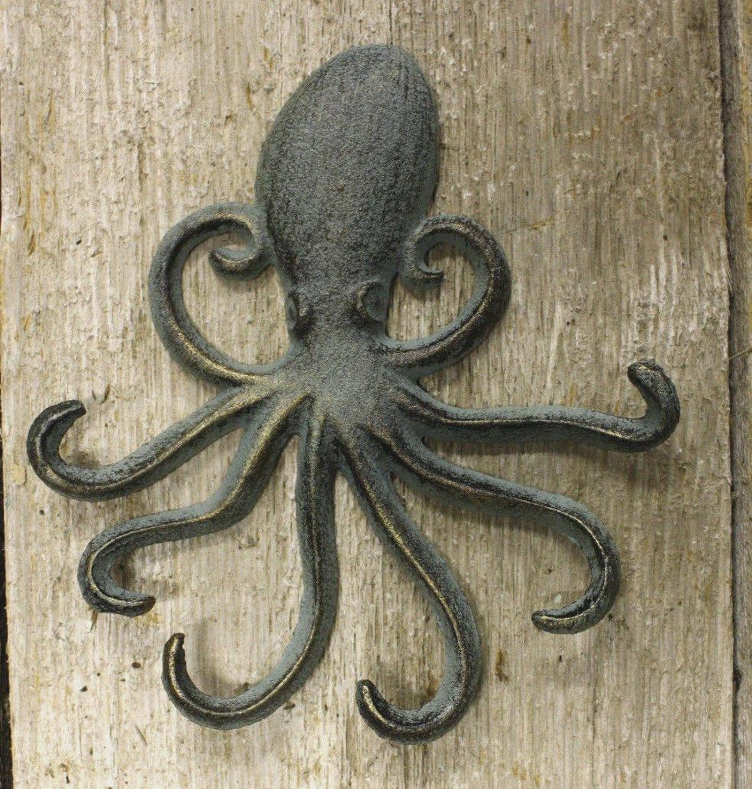 Heavy Cast Iron Octopus Towel Hanger Coat Hooks Hat Hook, Key Rack ...
