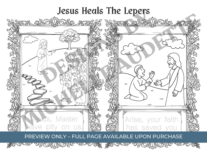Jesus Heals the Lepers Coloring Page | Bible Story Printable for Kids ...