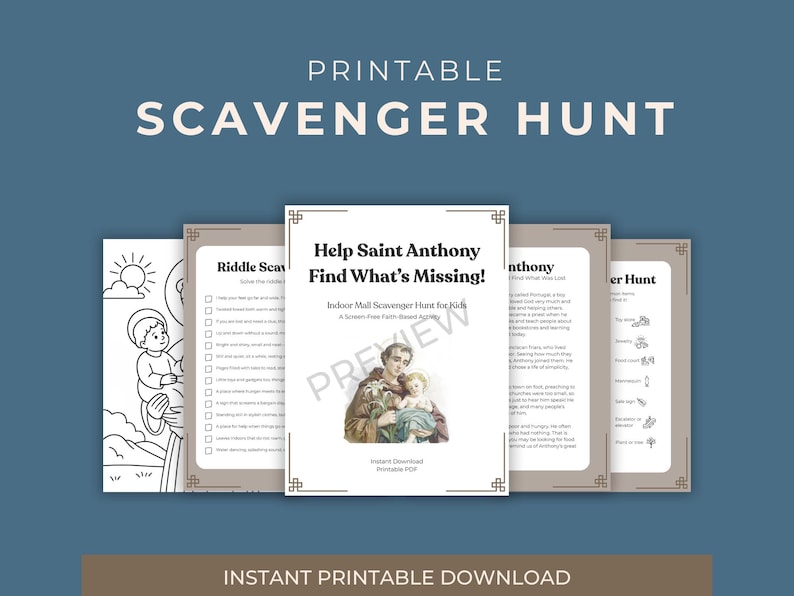 Saint Anthony Mall Scavenger Hunt • Catholic Kids Activity • Indoor ...