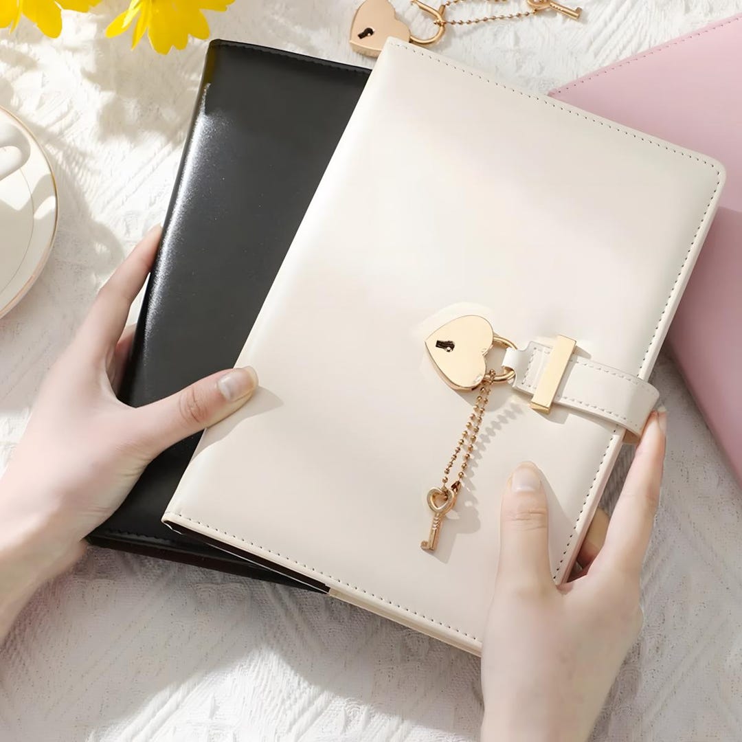 A5 Lock Diary With Heart Padlock, Secret Journal for Couples, Vintage ...