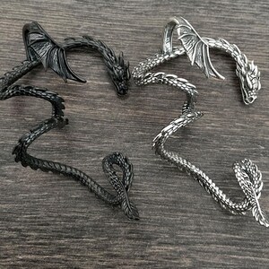 Silver Dragon Ear Cuff - Gothic Fantasy Ear Wrap, No Piercing - Etsy