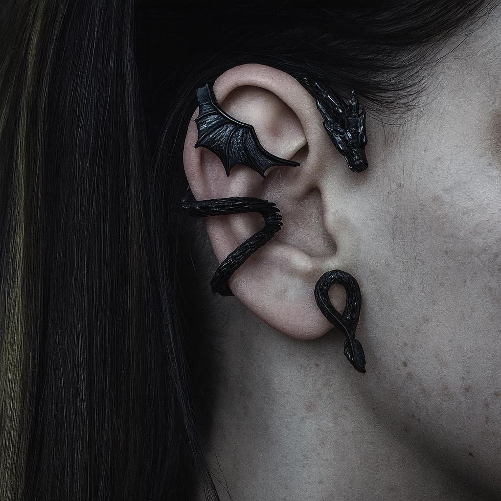 Silver Dragon Ear Cuff - Gothic Fantasy Ear Wrap, No Piercing - Etsy