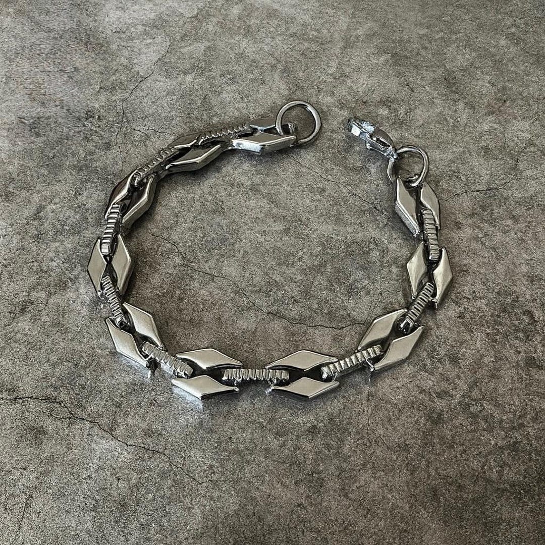Link Bracelet Sharp Angular Links - Polished Metal Shine, Durable 316L ...