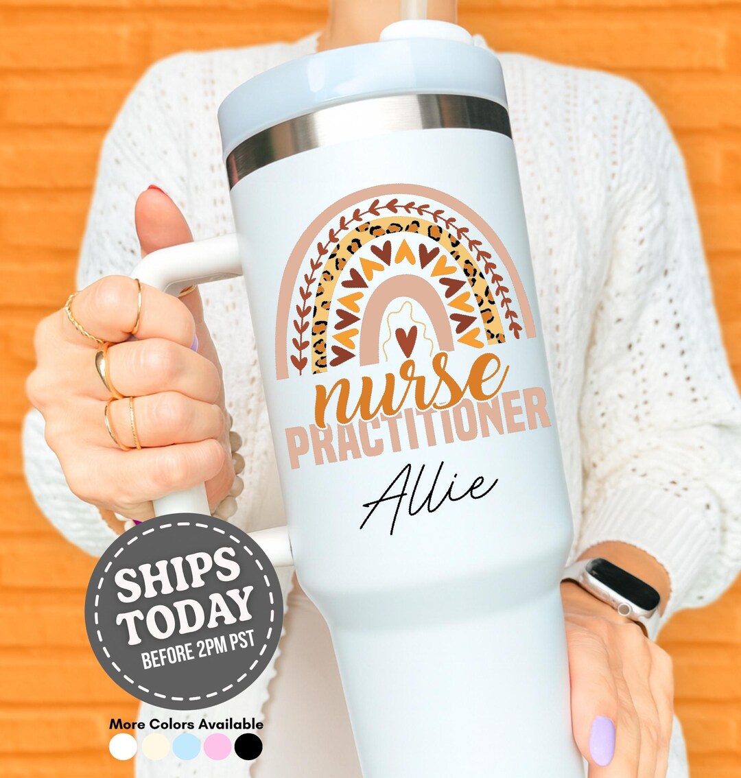 Nurse Practitioner Boho Rainbow Tumbler, Personalized NP Cup, Medical ...