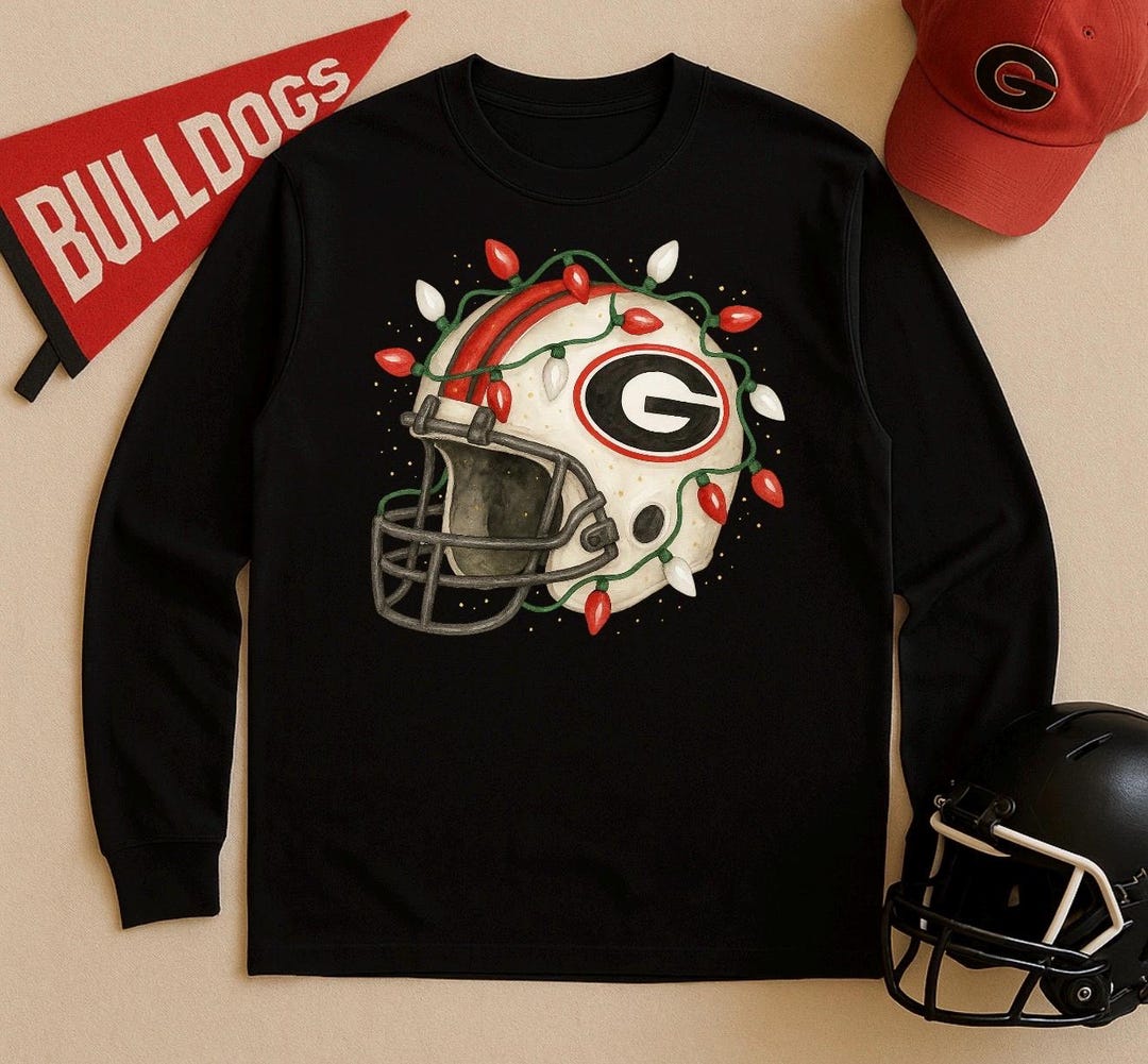 UGA Christmas Lights Helmet PNG – Hand-painted Georgia Bulldogs Graphic ...