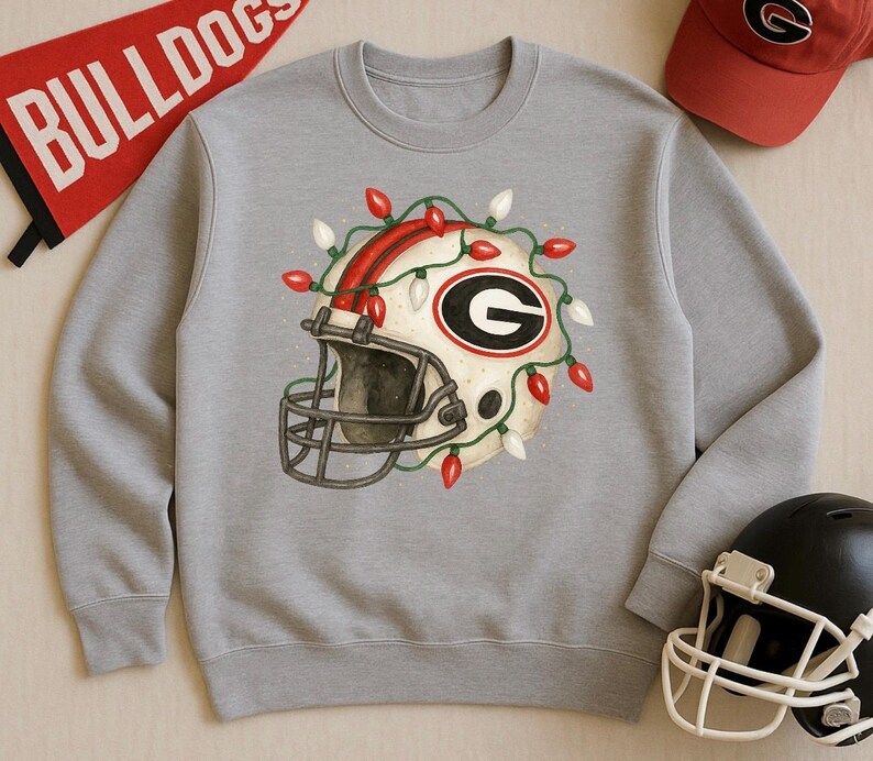 UGA Christmas Lights Helmet PNG – Hand-painted Georgia Bulldogs Graphic ...