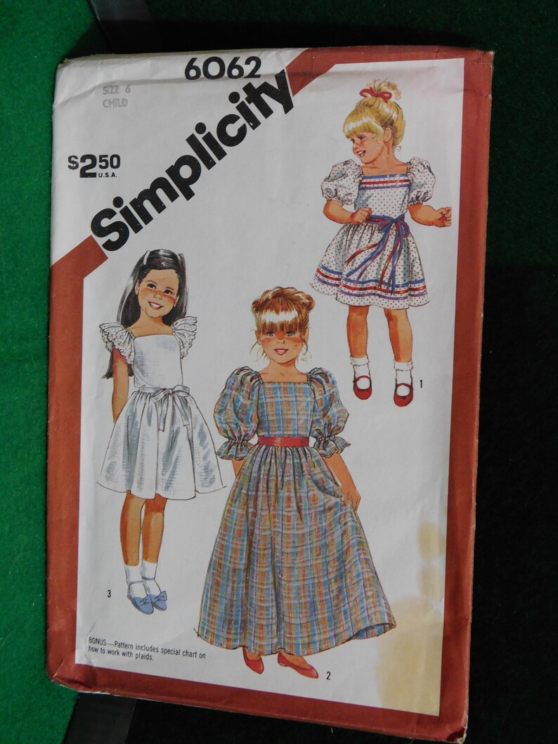 Girls Pullover Dress in Two Lengths Pattern Simplicity 6062 - Etsy