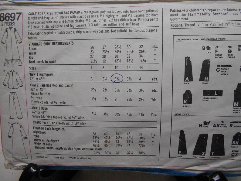 Girls Robe Nightgown and Pajamas Cut Pattern Simplicity 8697 - Etsy