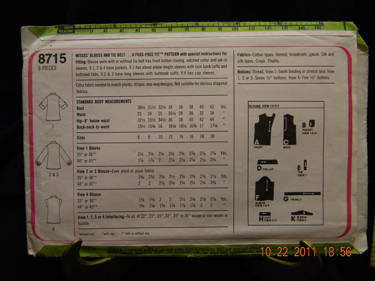 Misses Blouse and Belt Pattern Simplicity 8715 - Etsy
