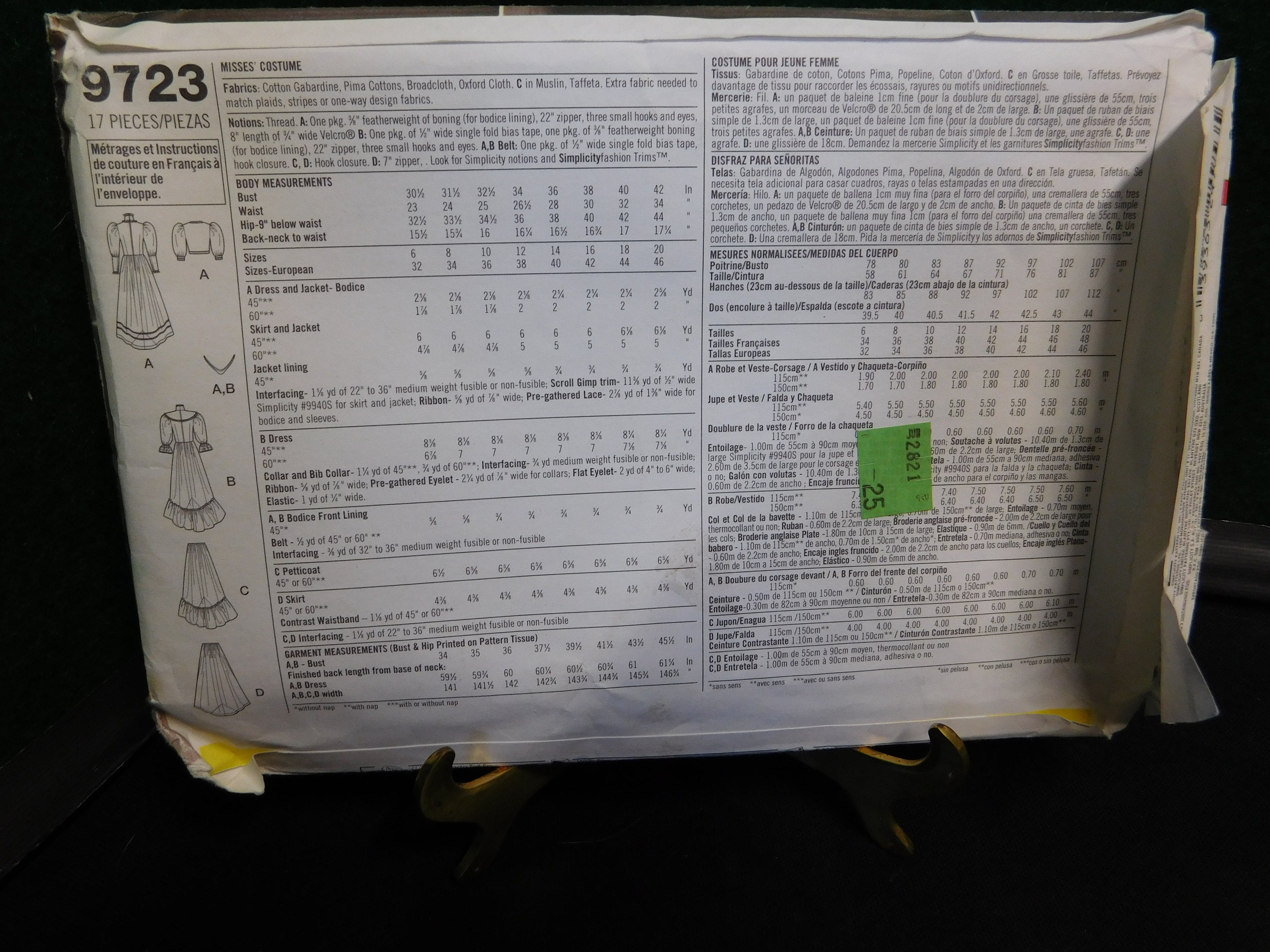 Misses Costumes Dress Pattern Simplicity 9723 Uncut - Etsy