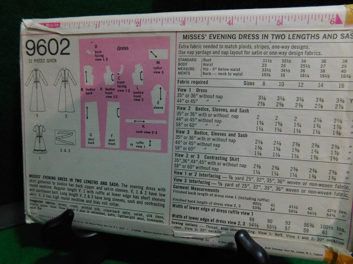 Misses Evening Dress in Two Lengths and Sash Simplicity 9602 - Etsy