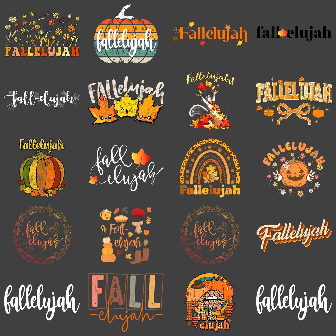 Cute Modern Fallelujah PNG Funny Fall Thanksgiving Autumn Clipart ...