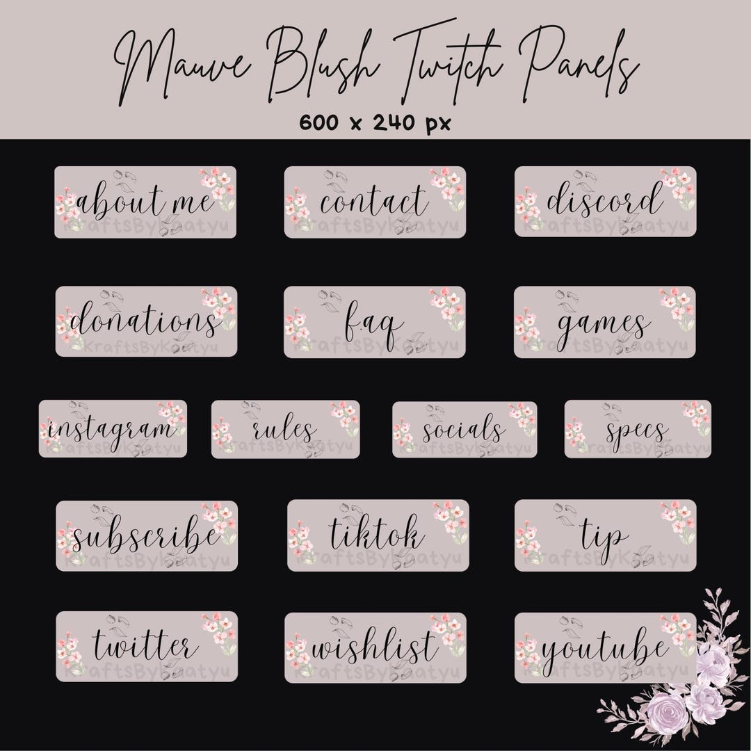 Mauve Blush Dusty Rose Twitch Panels | Streamer Information - Digital ...