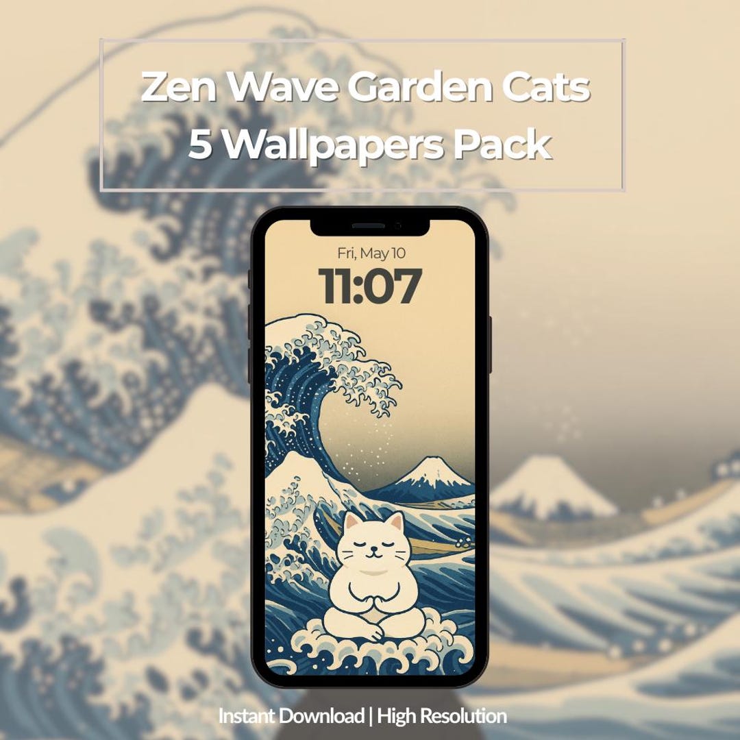 Zen Cat & the Great Wave – Japanese Ukiyo-e Inspired Digital Wallpapers ...