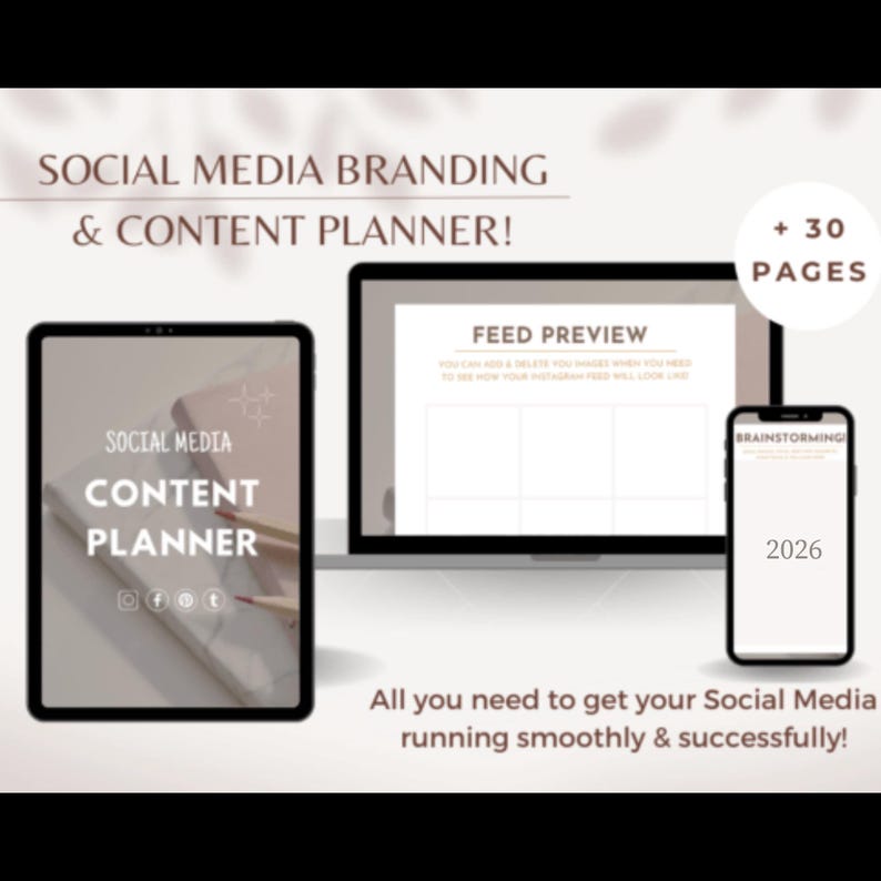 Social Media Planner Printable | Digital Content Planner & Marketing ...
