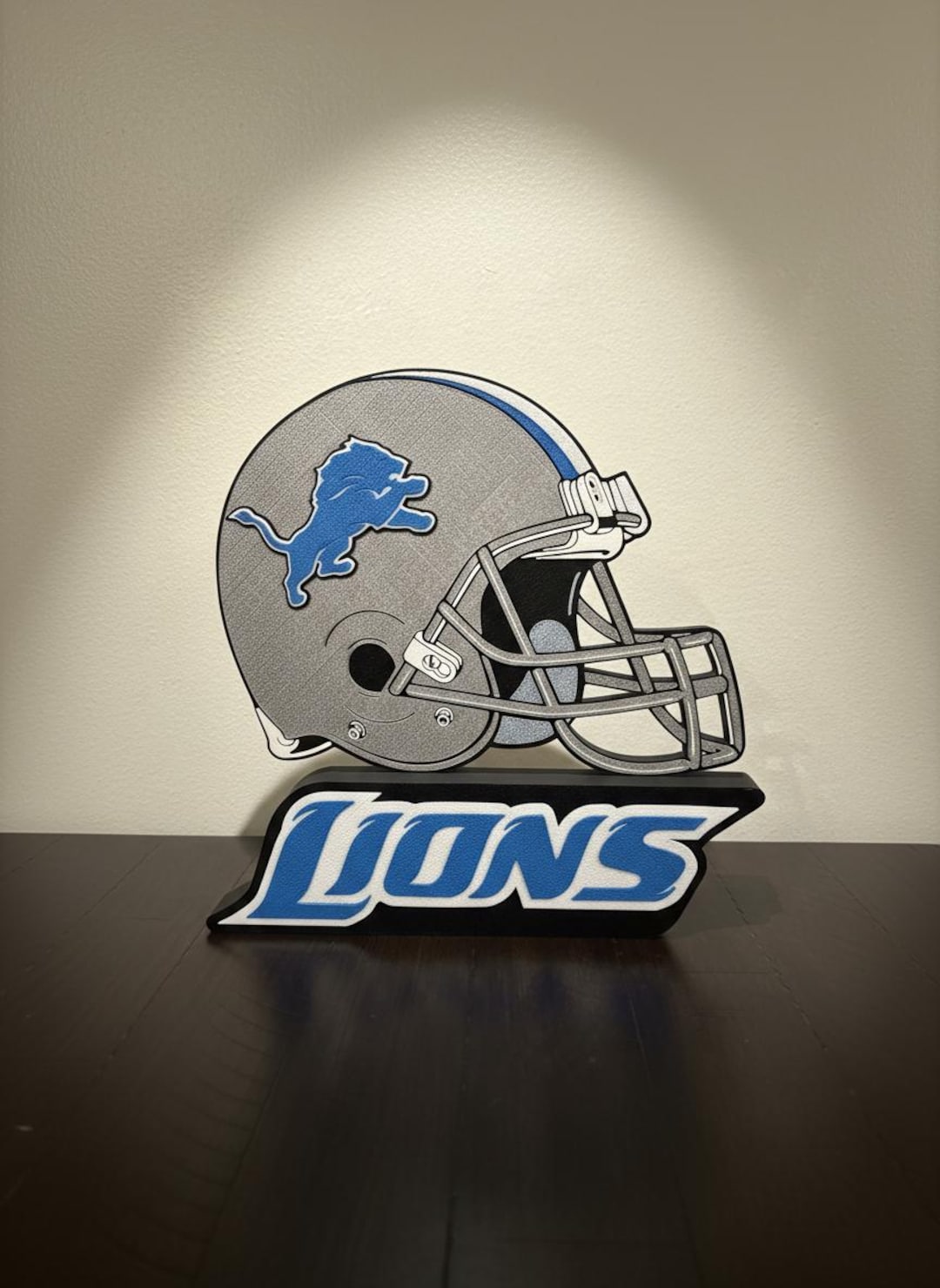 Detroit Lions NFL Football Helmet 3D Sign -- Man Cave Shelf Display ...