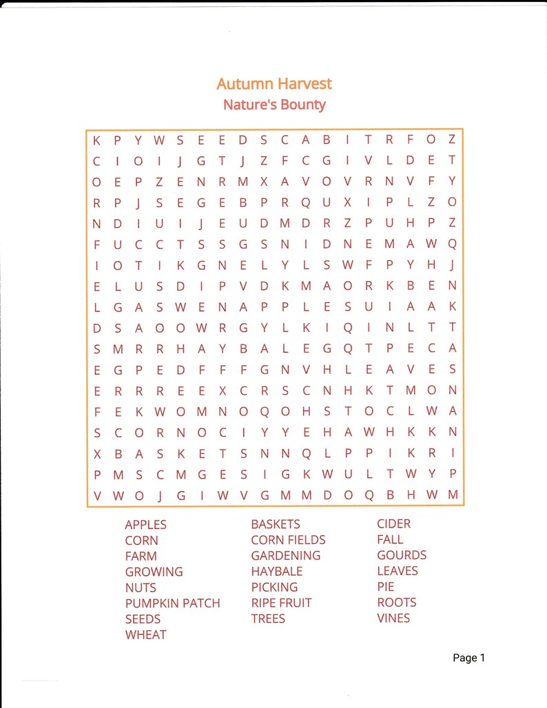 Autumn Leaves Word Search Bundle: 5 Printable Fall Puzzles (PDF ...