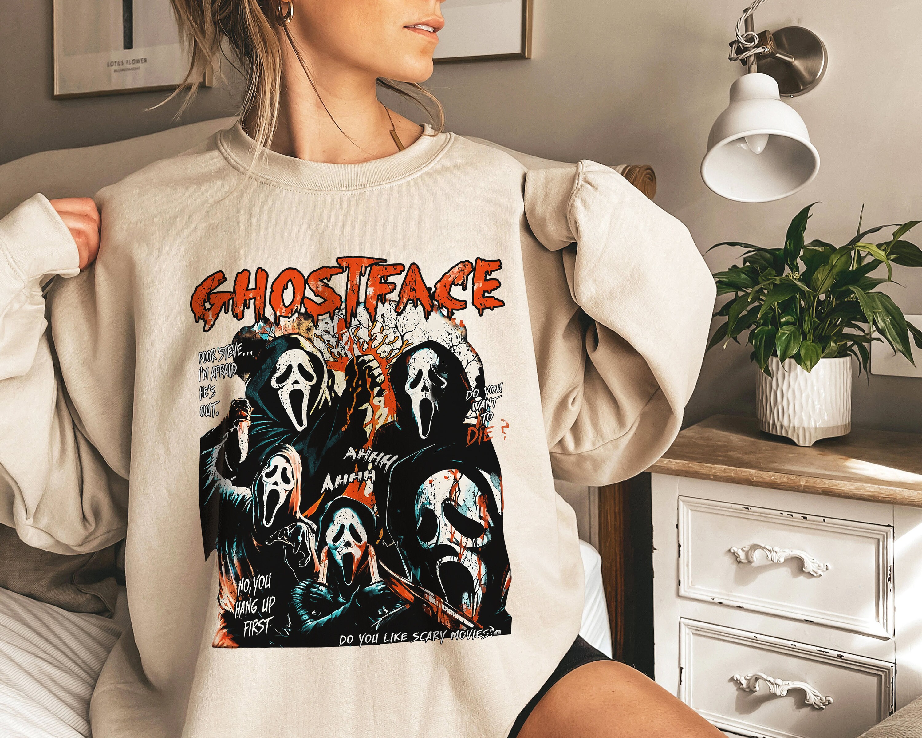 Vintage Ghostface Sweatshirt, Let's Watch Scary Movie , Vintage Scream ...