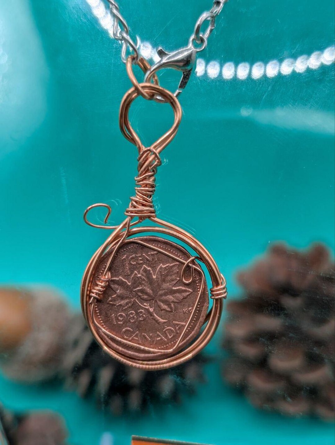 1983 Canadian Penny Pendant – Copper Wire Wrapped Coin Art Necklace ...