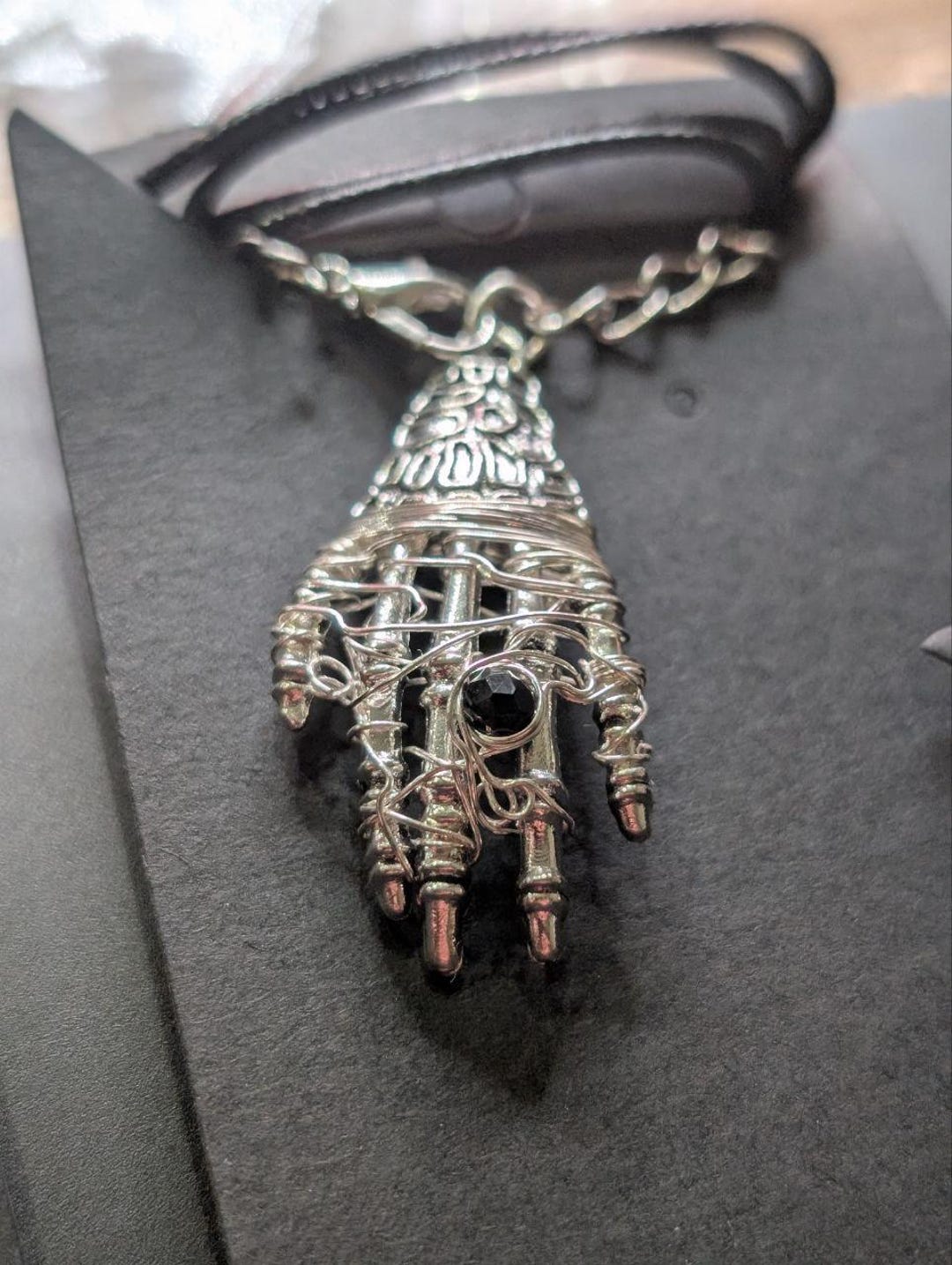 Witch’s Hand Relic Pendant, Gothic Hand Necklace, Silver Wire Wrapped ...