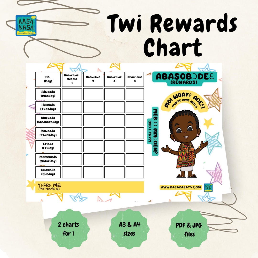 Twi Kids Rewards Chart Printable – Girl (with English) - Etsy