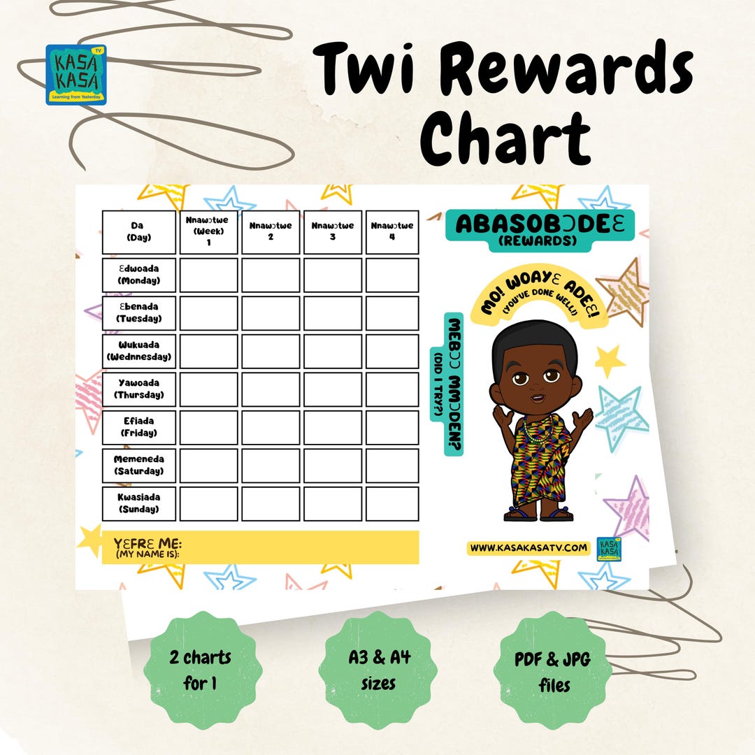 Twi Kids Rewards Chart Printable – Boy (with English) - Etsy