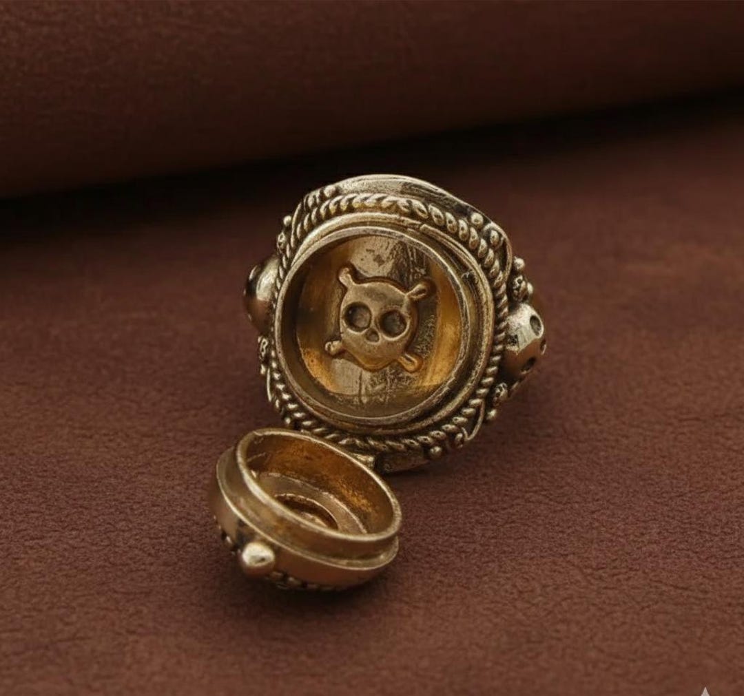 Vintage Skull Poison Ring, Hidden Compartment Locket Ring, Brass Gothic ...