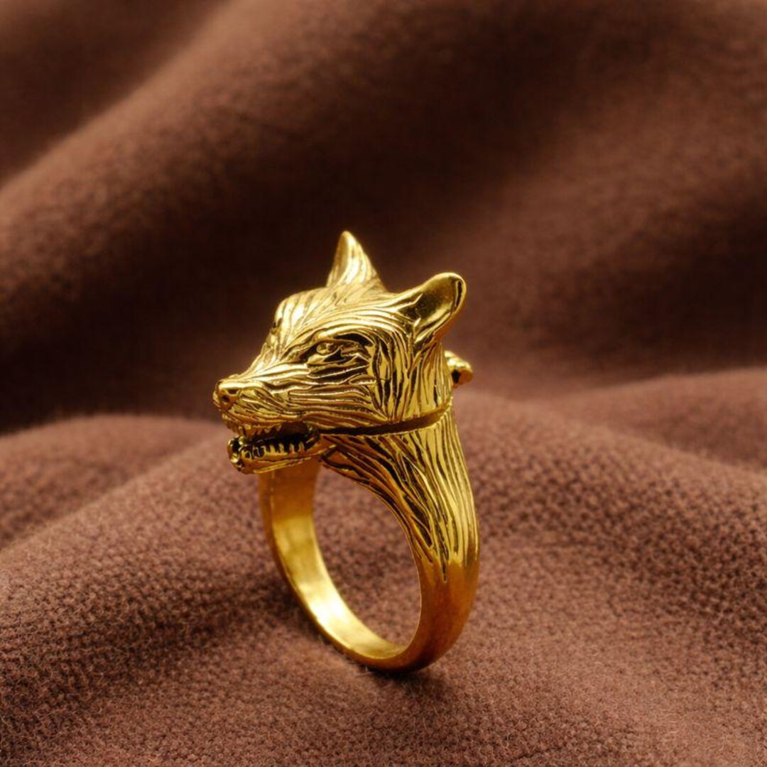 Wolf Poison Box Ring, Secret Compartment Ring, Gothic Animal Head Ring ...