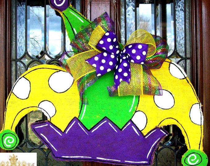 Burlap Mardi Gras Jester Hat Door Hanging - Etsy