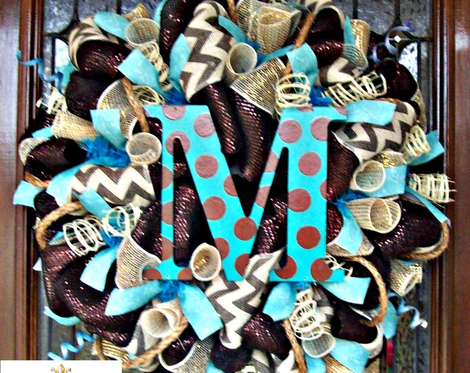 Custom Letter Monogram Wreath, Front Door Wreath, LM Wreath, Everyday ...