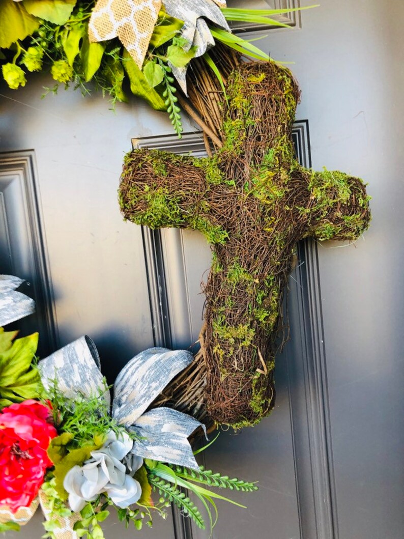 Pink Peonies Moss Cross Summer Wreath Lilmaddydesigns Summer - Etsy