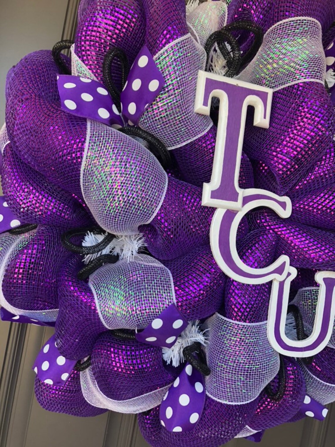 TCU Wreath deco mesh wreaths wreaths for door college | Etsy