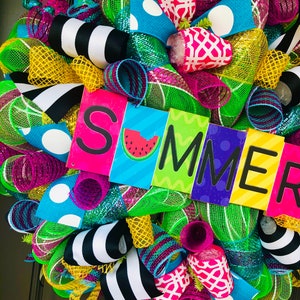 Bold Stripe Colorblock Summer Wreath, Summer Decor, Summer Swag, Summer ...