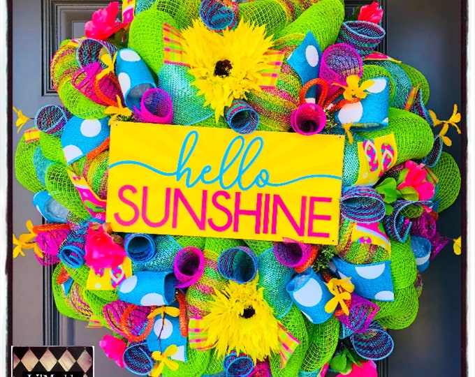 Summer Wreath Summer Decor Hello Sunshine Hello Sunshine - Etsy