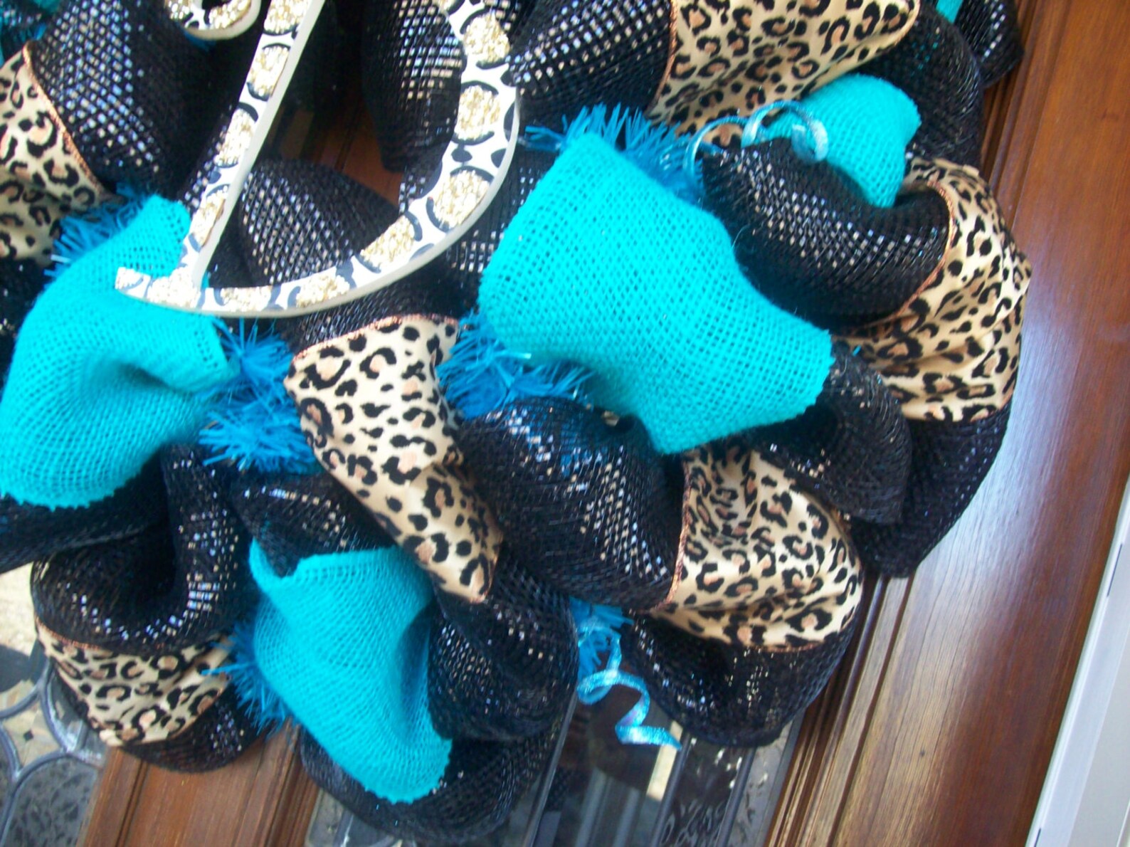 Leopard Monogram Wreath, Wreath, Everyday Wreath, Deco Mesh Wreath ...