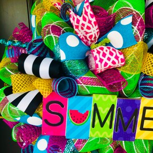 Bold Stripe Colorblock Summer Wreath, Summer Decor, Summer Swag, Summer ...