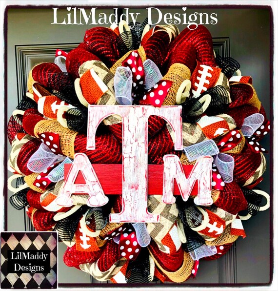 Distressed Texas A&M Wreath Deco Mesh Wreath Wreath | Etsy