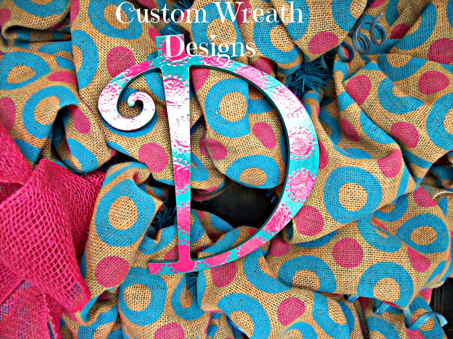 Bubbly Polka Dots Burlap Wreath Wreath for Front Door - Etsy