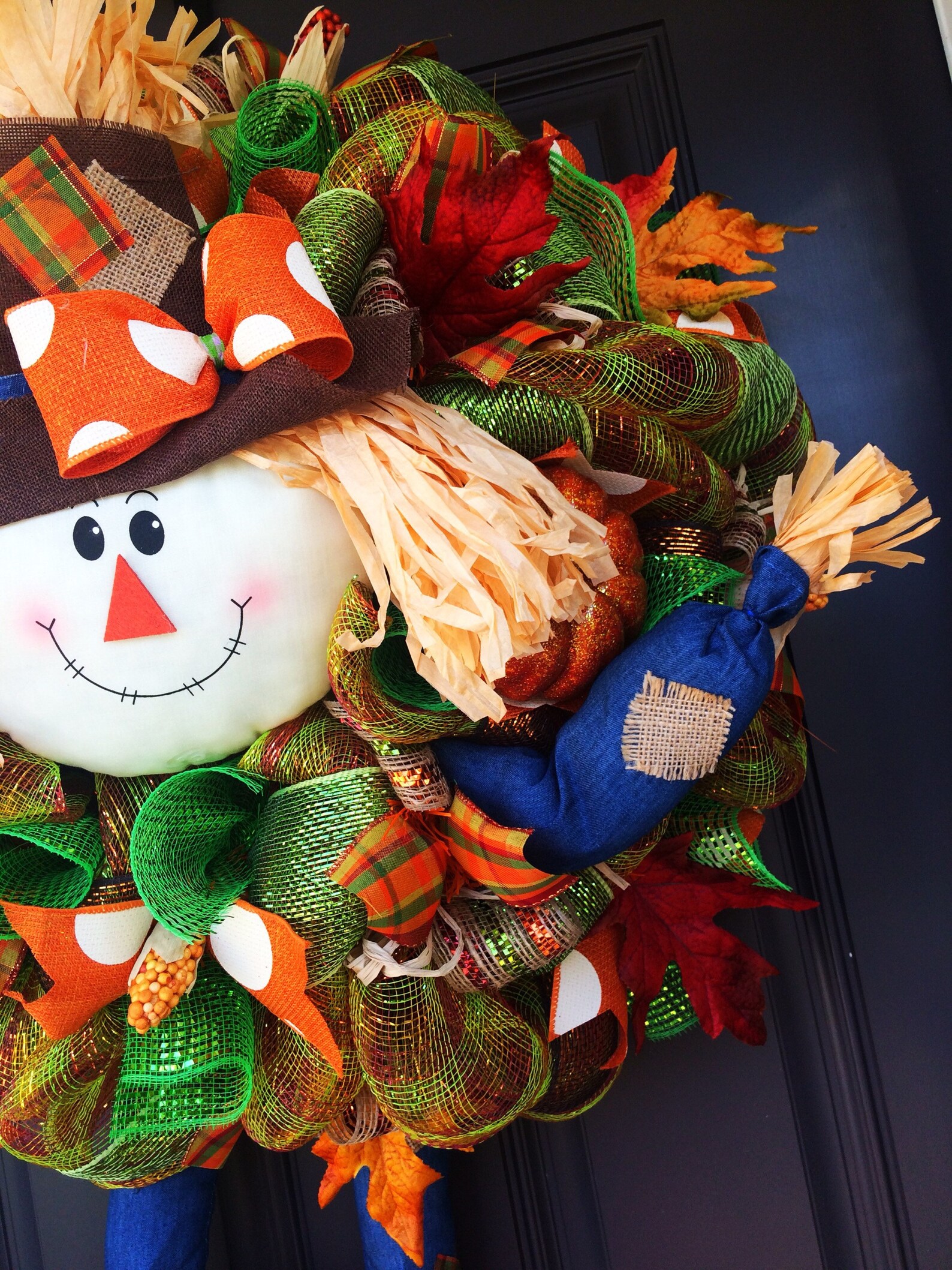 Fall Scarecrow Husk Wreath Fall Wreath Fall Decorations | Etsy