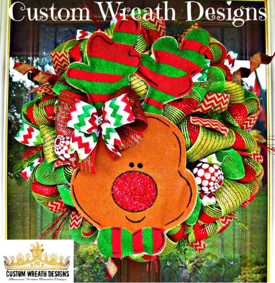 Reindeer Christmas Wreath - Etsy