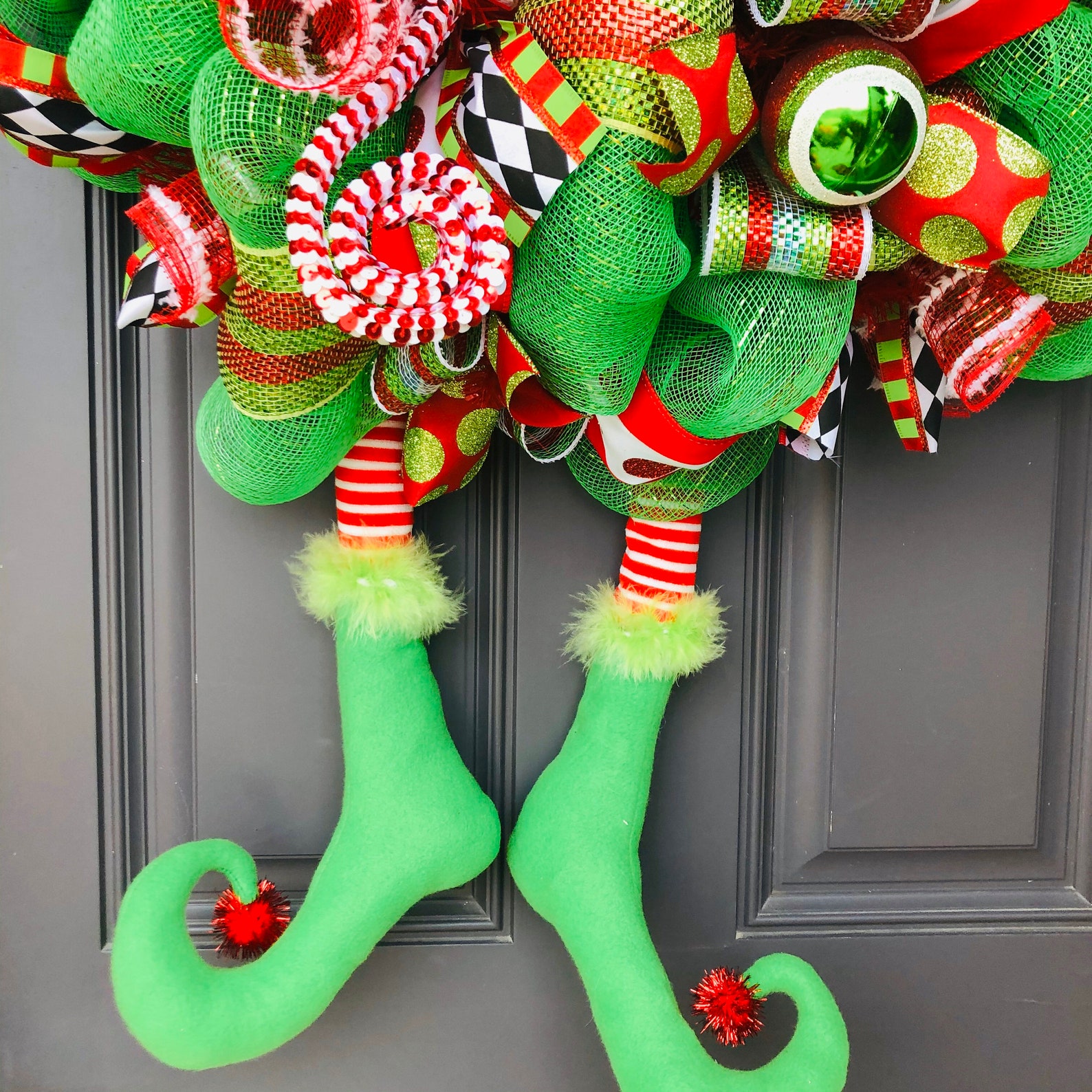 Elf Swag Elf Wreath Christmas Wreath Christmas Door Wreath | Etsy